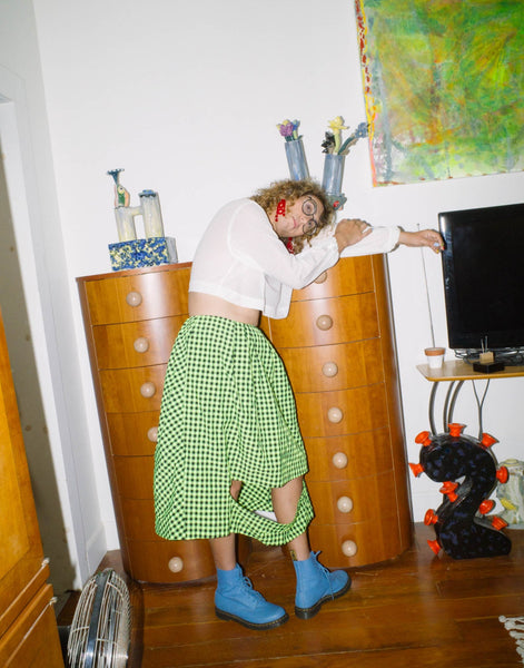 Pleated Skirt with Bottom Rounded Cut-out – Nancy Stella Soto